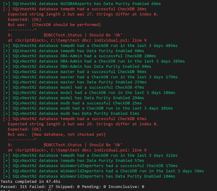Using Pester with Get-DbaLastGoodCheckDb from dbatools - Rob Sewell - SQLDBAWithABeard